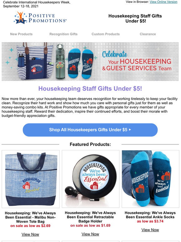 Positive Promotions: Housekeeping Staff Gifts Under $5! | Milled