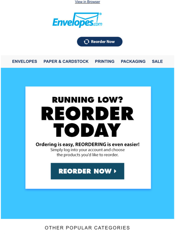 Envelopes: Don't run out, REORDER today! | Milled