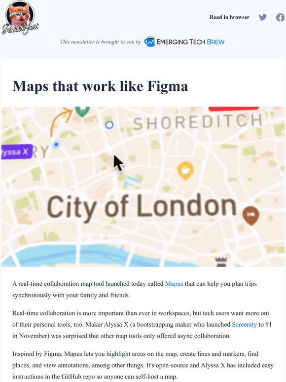 Product Hunt: Maps that work like Figma | Milled