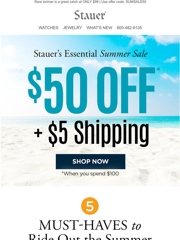 Stauer: Meet Our FAB Five! $50 OFF $100 + $5 Shipping | Milled