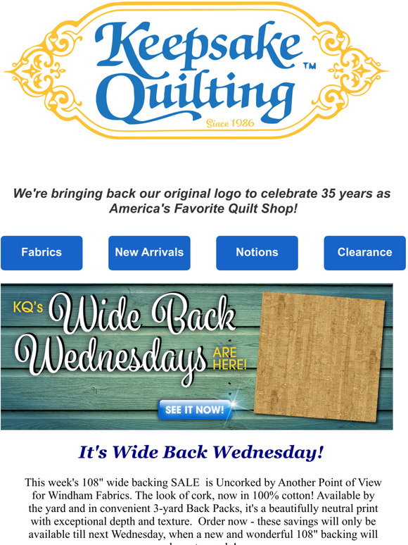 Keepsake Quilting: Wide Back Wednesday Is Here Again! | Milled