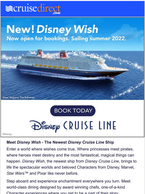 CruiseDirect: Meet Disney Wish - The Newest Disney Cruise Line Ship ...