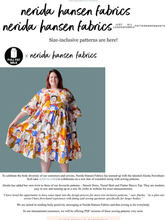 Nerida Hansen Fabrics: Size-inclusive patterns are here! | Milled