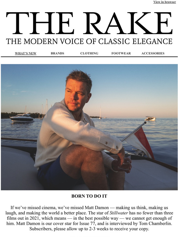 The Rake: The Rake's New Cover Star Is Matt Damon | Milled