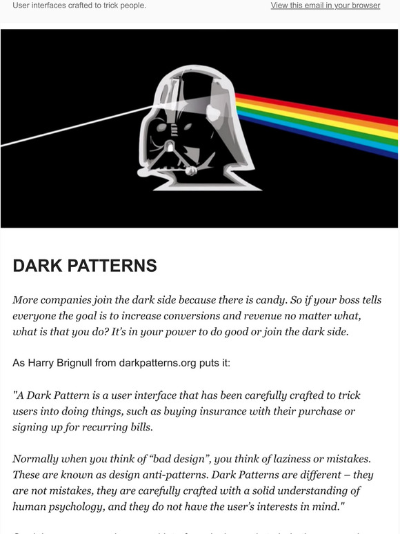 UI Patterns: Weekly UI Patterns - Dark patterns | Milled