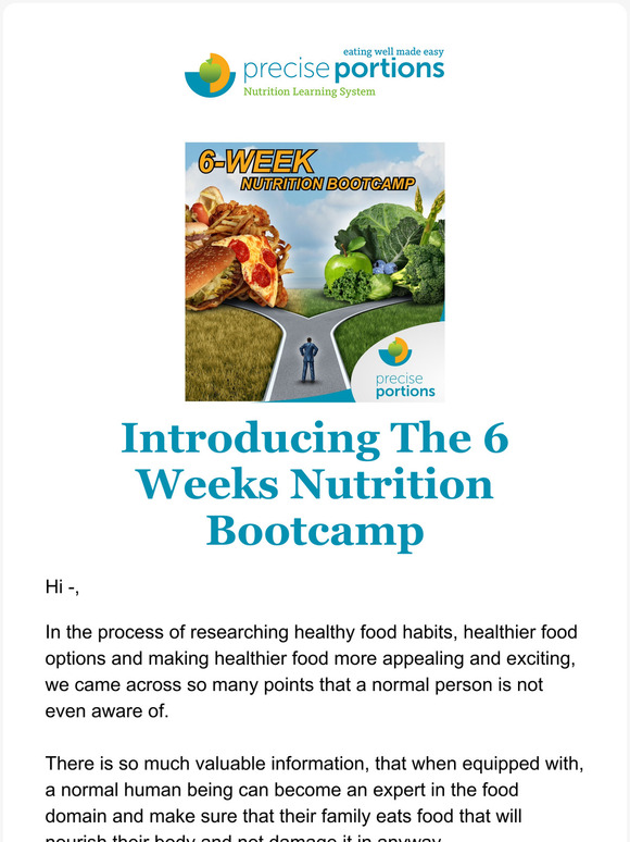 Precise Portions: Introducing The 6 Weeks Nutrition Bootcamp | Milled