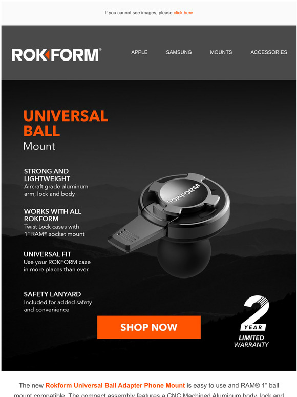 Rokform: Universal Ball Adapter Phone Mount Feature | Milled