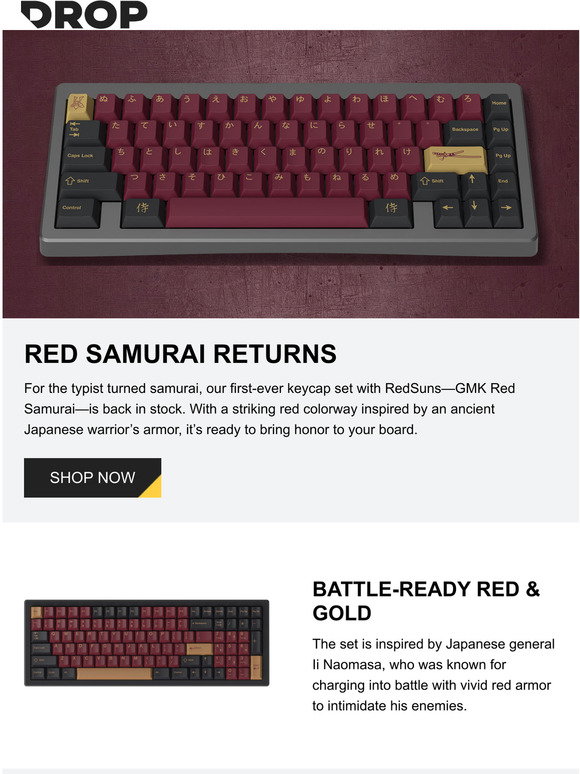 Drop: Prepare for Battle: Our GMK Red Samurai Keycap Set Is in Stock ...