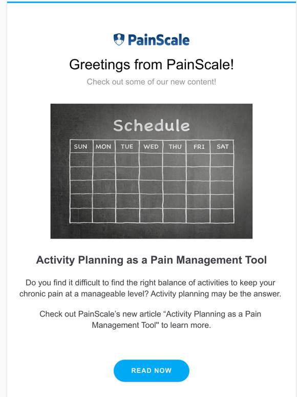 PainScale: Activity Planning as a Pain Management Tool | Milled