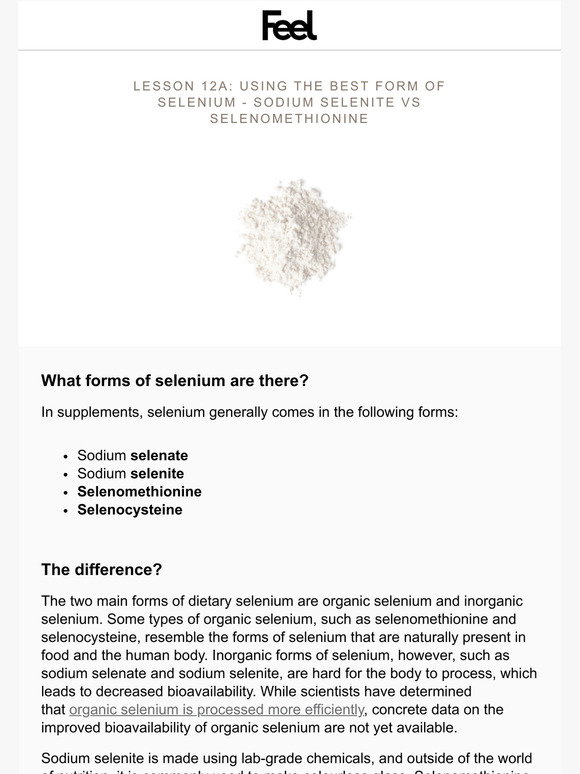 Feel: Using the Best Form of Selenium: Sodium Selenite vs ...