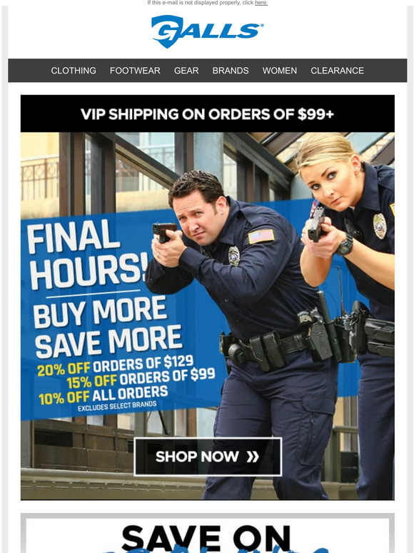 Galls: FINAL HOURS Sitewide Savings | Milled