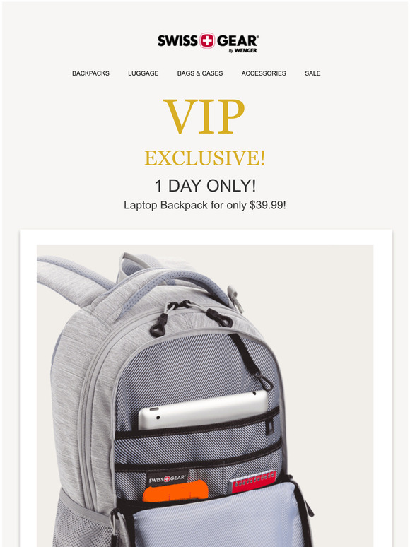 SWISSGEAR: 1 DAY ONLY - LAPTOP BACKPACK $39.99 | Milled