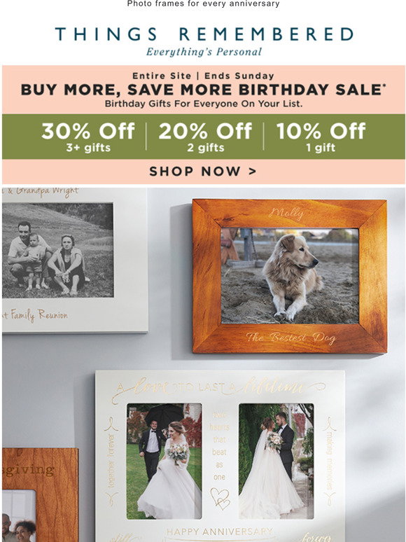 Things Remembered: Anniversary Frames + Last Day For Our Birthday Sale ...