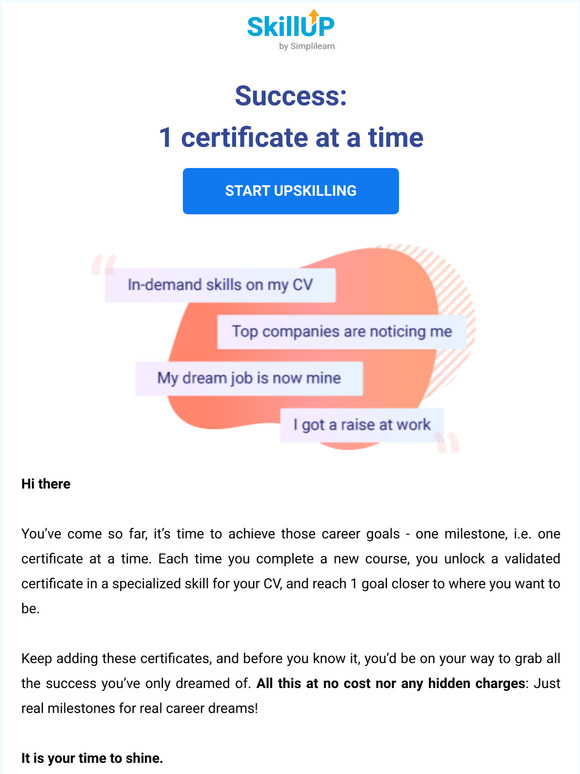 Simplilearn: Fast-track to success | 1 milestone (certificate) at a ...