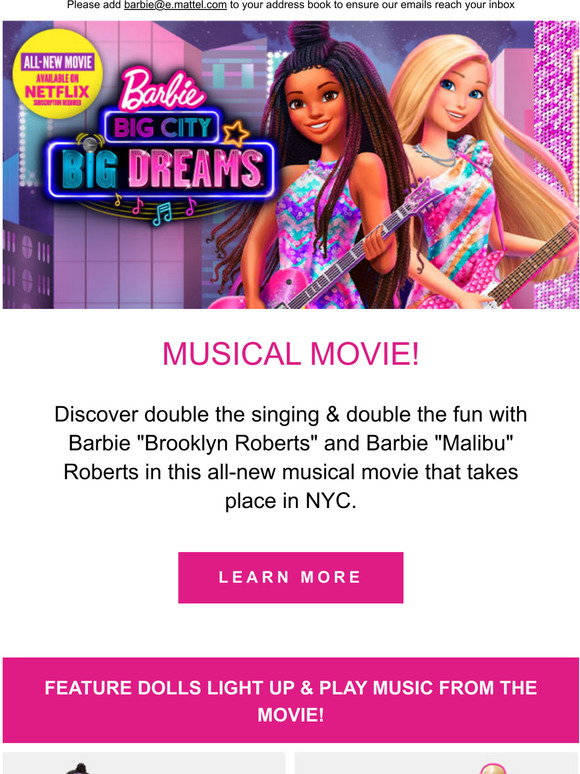Mattel: Barbie Big City Big, Dreams Movie Announcement! | Milled