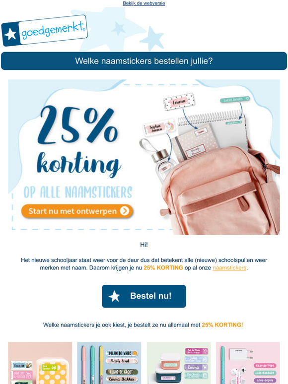 goedgemerkt: 25% korting op ALLE naamstickers | Milled goedgemerkt: 25% korting op ALLE naamstickers | Milled