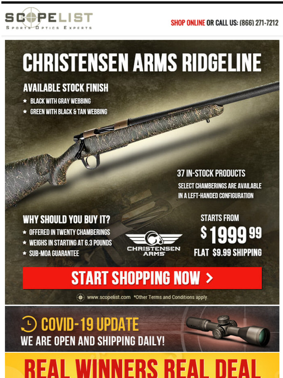 Scopelist: 37 Christensen Ridgeline Models + Sig Sauer, Bergara & More ...