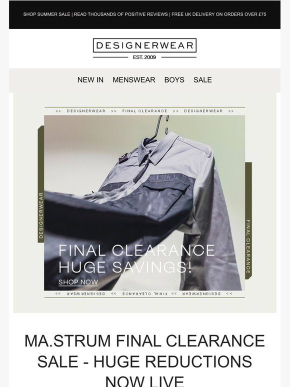 Designerwear: Massive MA. STRUM Clearance Sale Now On | Milled