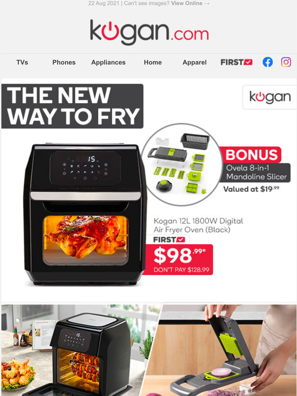 Kogan: 12L Digital Air Fryer & BONUS 8-in-1 Mandoline Slicer $98.99 ...