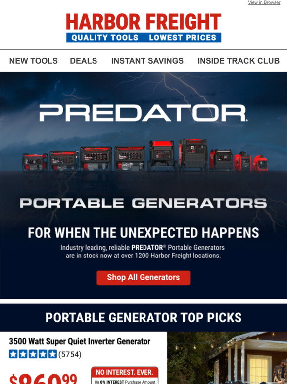 Harbor Freight: PREDATOR Portable Generators in Stock Now | Milled