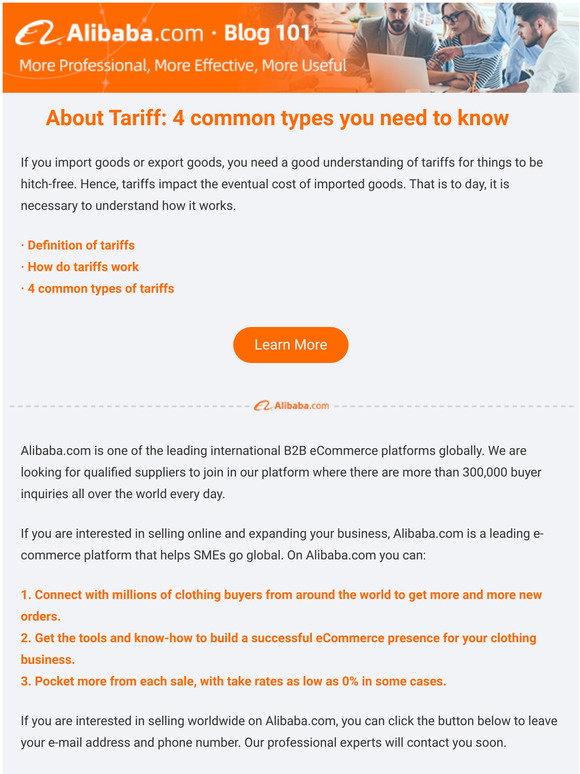 Alibaba: About Tariff: Four common types you need to know | Milled