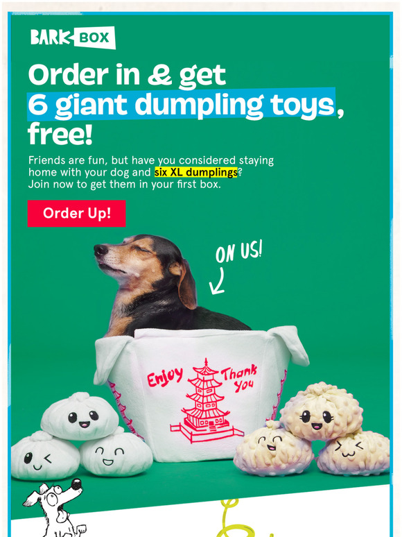 BarkBox: Your Dog's Special Order: FREE XL Dumpling Toys | Milled