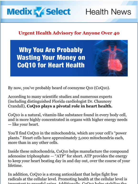 Medix Select: Don't Buy CoQ10 at a Drugstore. Doctor Explains Why. | Milled