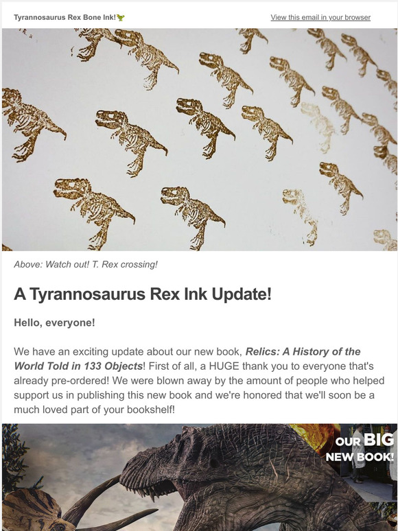 Mini Museum: T. Rex Bone Ink for Our New Book! | Milled