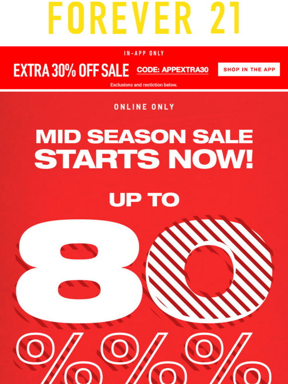Forever 21: Shh..Up to 80% OFF Sale | Milled