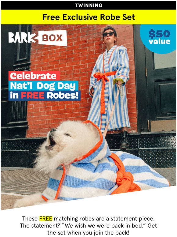 BarkBox: FREE Matching Robe Set for You & Your Dog | Milled