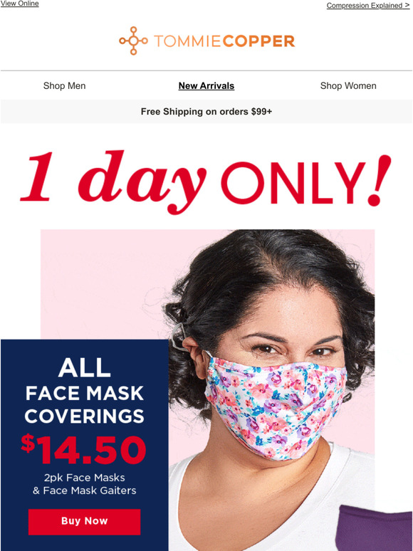 Tommie Copper: $14.50 Face Masks & Gaiters TODAY ONLY! | Milled