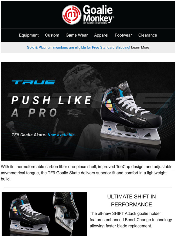 GoalieMonkey: Push like a pro with True TF9 goalie skates | Milled