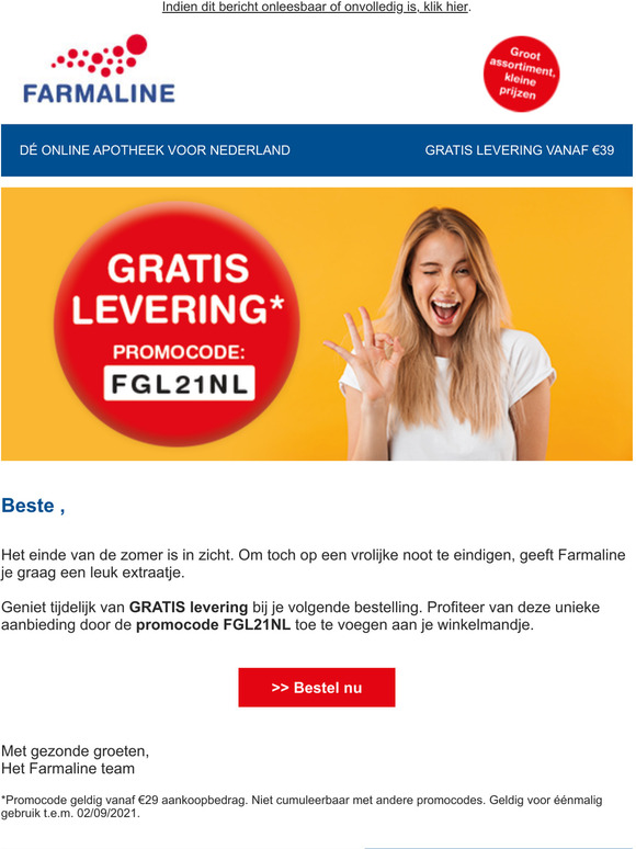 Farmaline: Beste , GRATIS levering bij je volgende bestelling! | Milled
