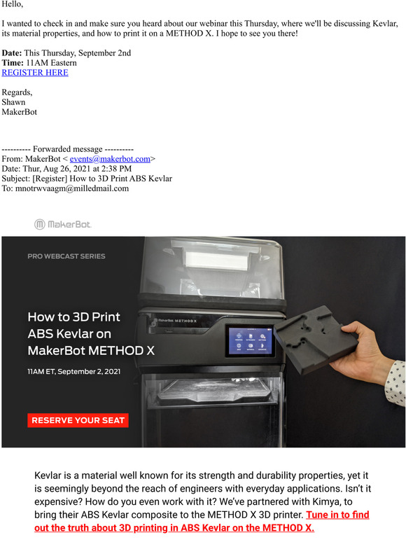 MakerBot: [This Thursday] How to 3D Print Kevlar on Makerbot METHOD X ...