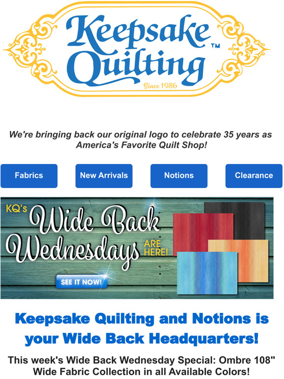 Keepsake Quilting: Wide Back Wednesday Is Here Again! | Milled