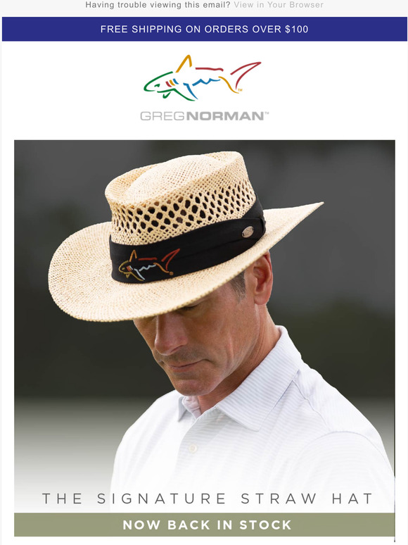 Greg Norman Collection: Now back in stock: Signature Straw Hats | Milled