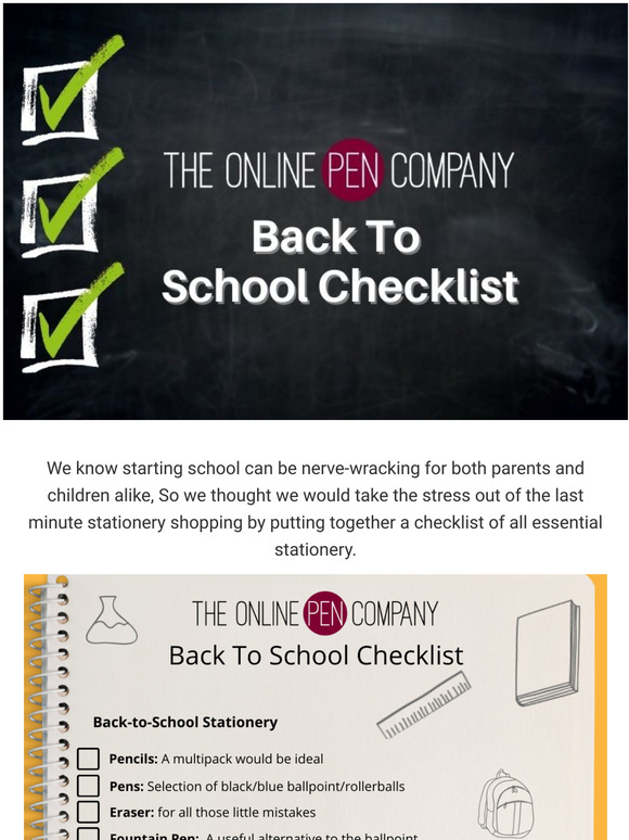 The Online Pen Company: Back To School Stationery Checklist | Milled