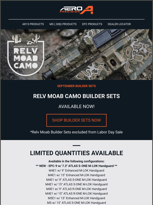 Aero Precision: Relv MOAB Camo Builder Sets NOW AVAILABLE! | Milled