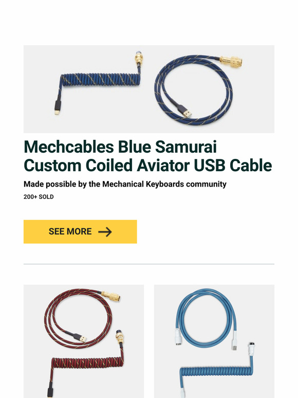 Drop: Mechcables Blue Samurai Custom Coiled Aviator USB Cable ...