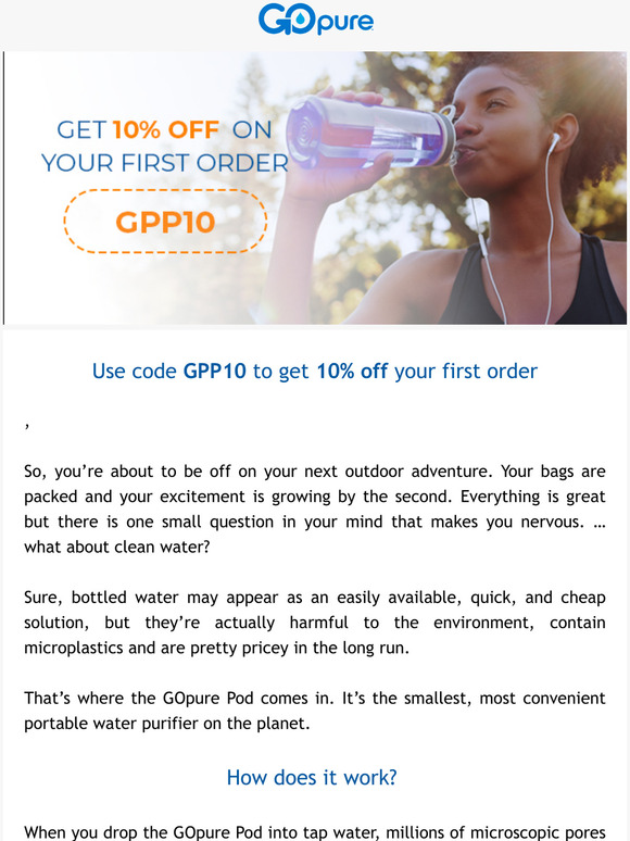 GoPure Pod: The Power To Purify Tap Water, Anywhere | Milled