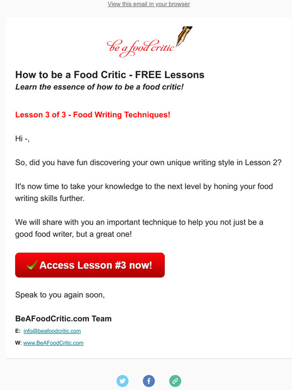 Be A Food Critic: Food Writing | Free Lesson # 3 - Food Writing ...