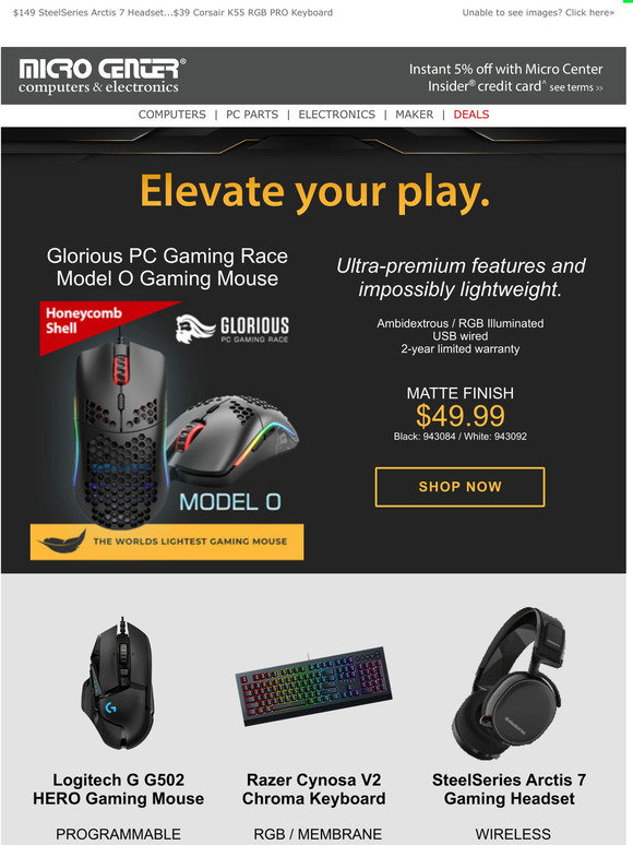 Micro Center: $49 Glorious Model O Gaming Mouse! Elevate your play ...