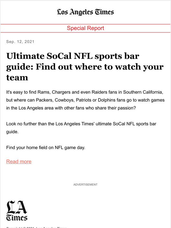 Los Angeles Times: Heres the ultimate guide to NFL bars in Southern ...
