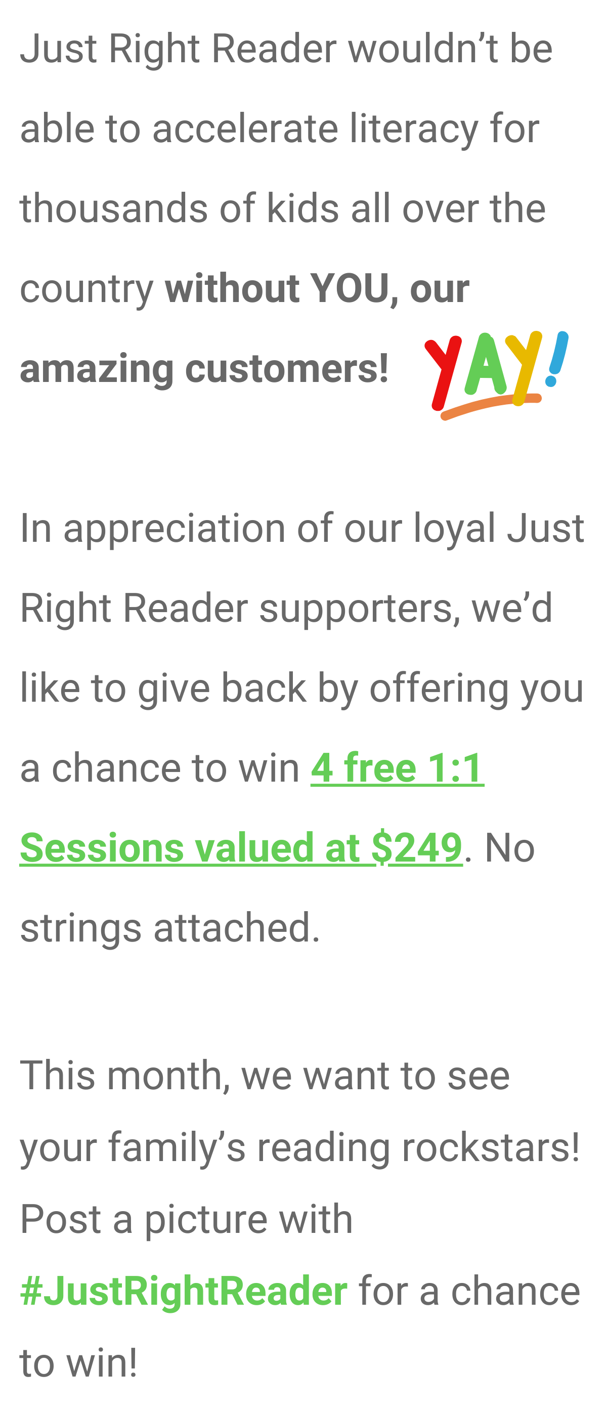 Just Right Reader: Win $249 value 1:1 teaching sessions in 1 easy step ...
