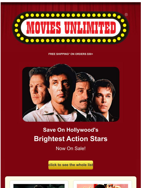Movies Unlimited: Save on Hollywood's Brightest Action Stars! | Milled