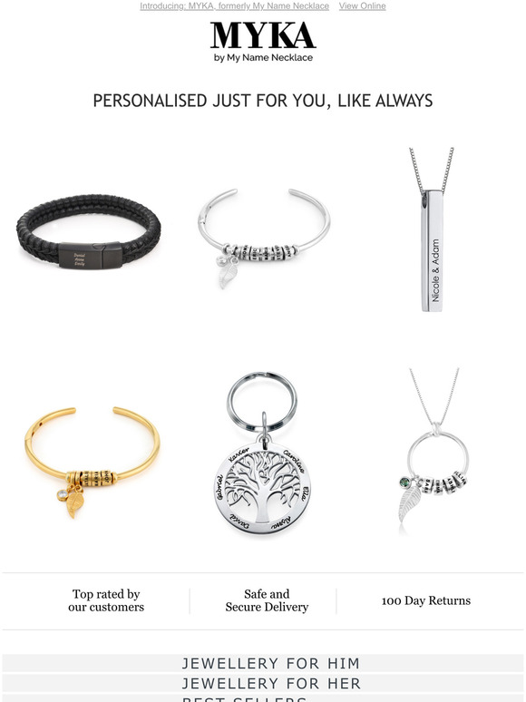 MyNameNecklace: Introducing MYKA: Our New Brand Name | Milled