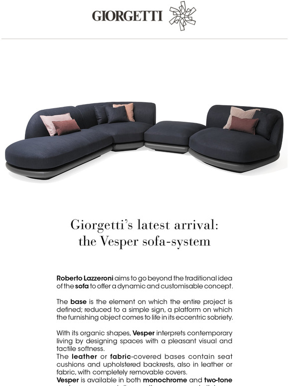 Giorgetti: Giorgetti, Collection 2021 news: Vesper sofa | Milled