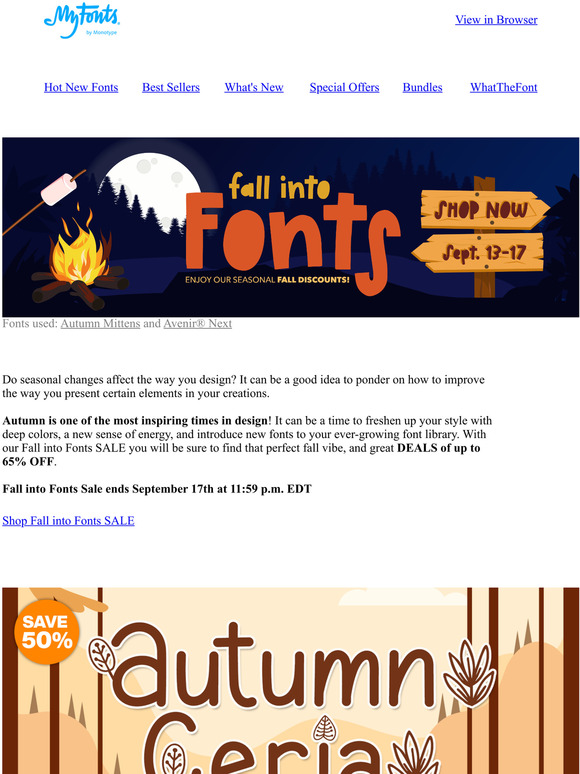 MyFonts: Fall into Fonts Sale: The most inspiring time to design! | Milled
