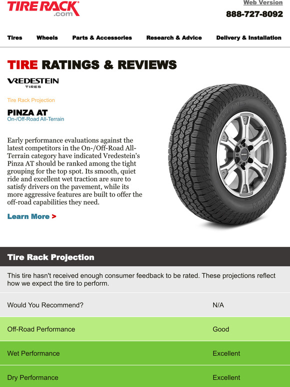Tire Rack: The Vredestein Pinza AT is Projected To be Competitive With ...