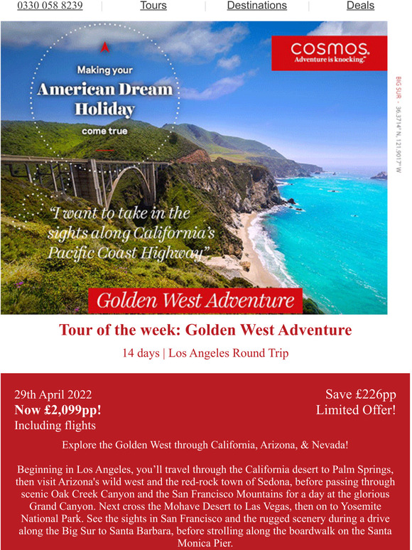 Cosmos Holidays: Tour of the Week: Golden West Adventure | Milled